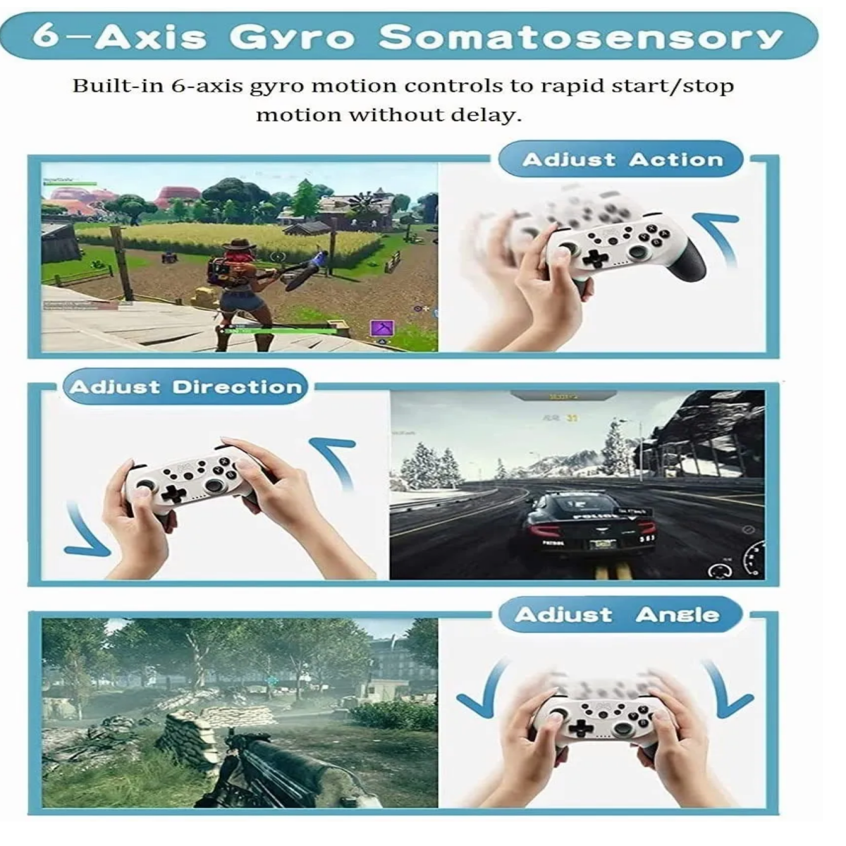 Control Inalámbrico Gamepad Joystick Para Nintendo Switch, Blanco