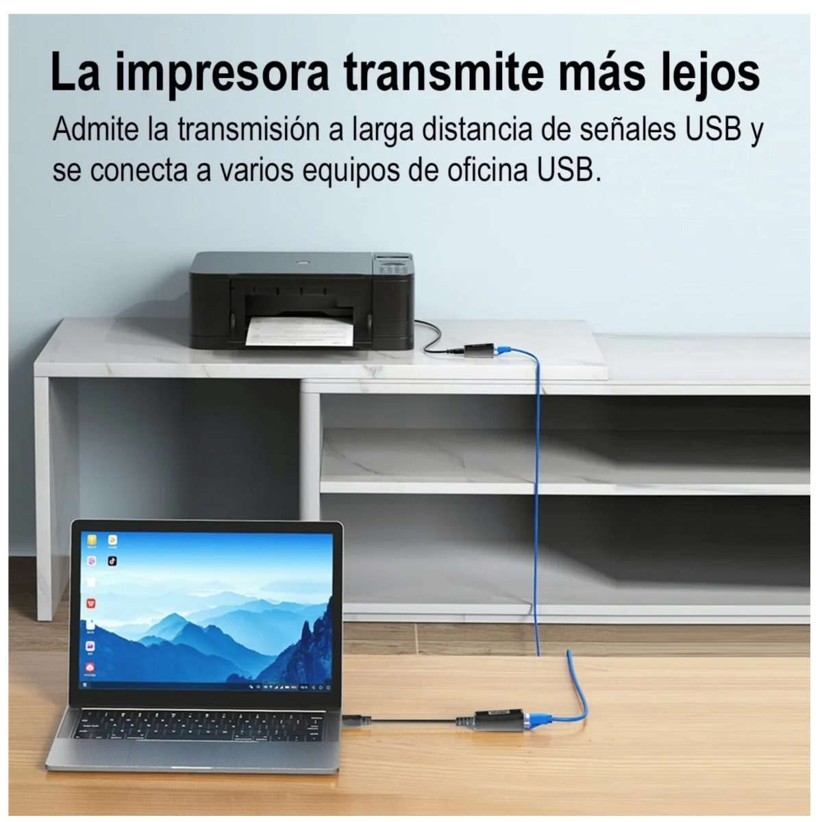 Extensor Usb 50m Por Cable Utp Negro