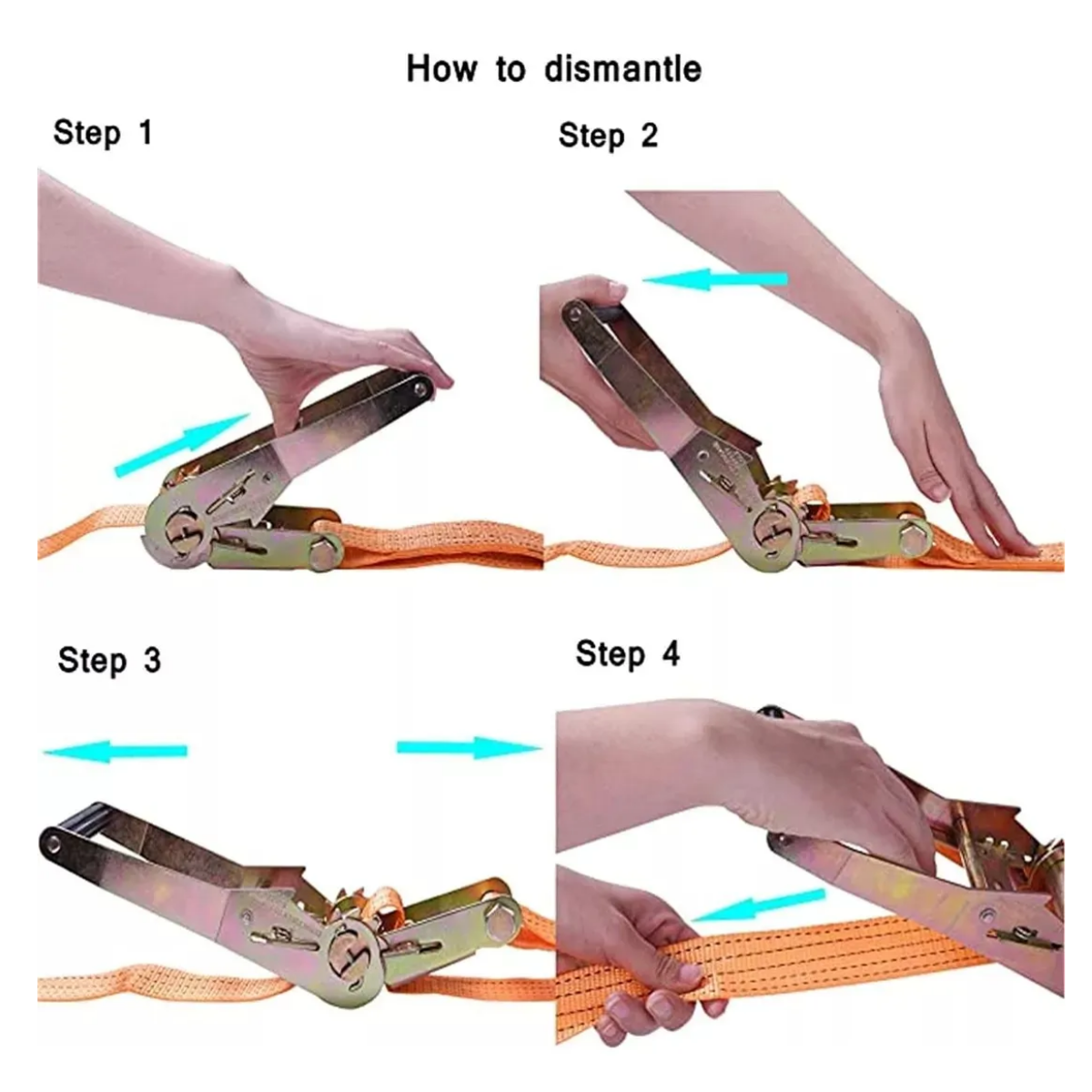 Eslingas Matraca 5cm×10m 1500kg Cinchos Para Amarrar Carga Naranja