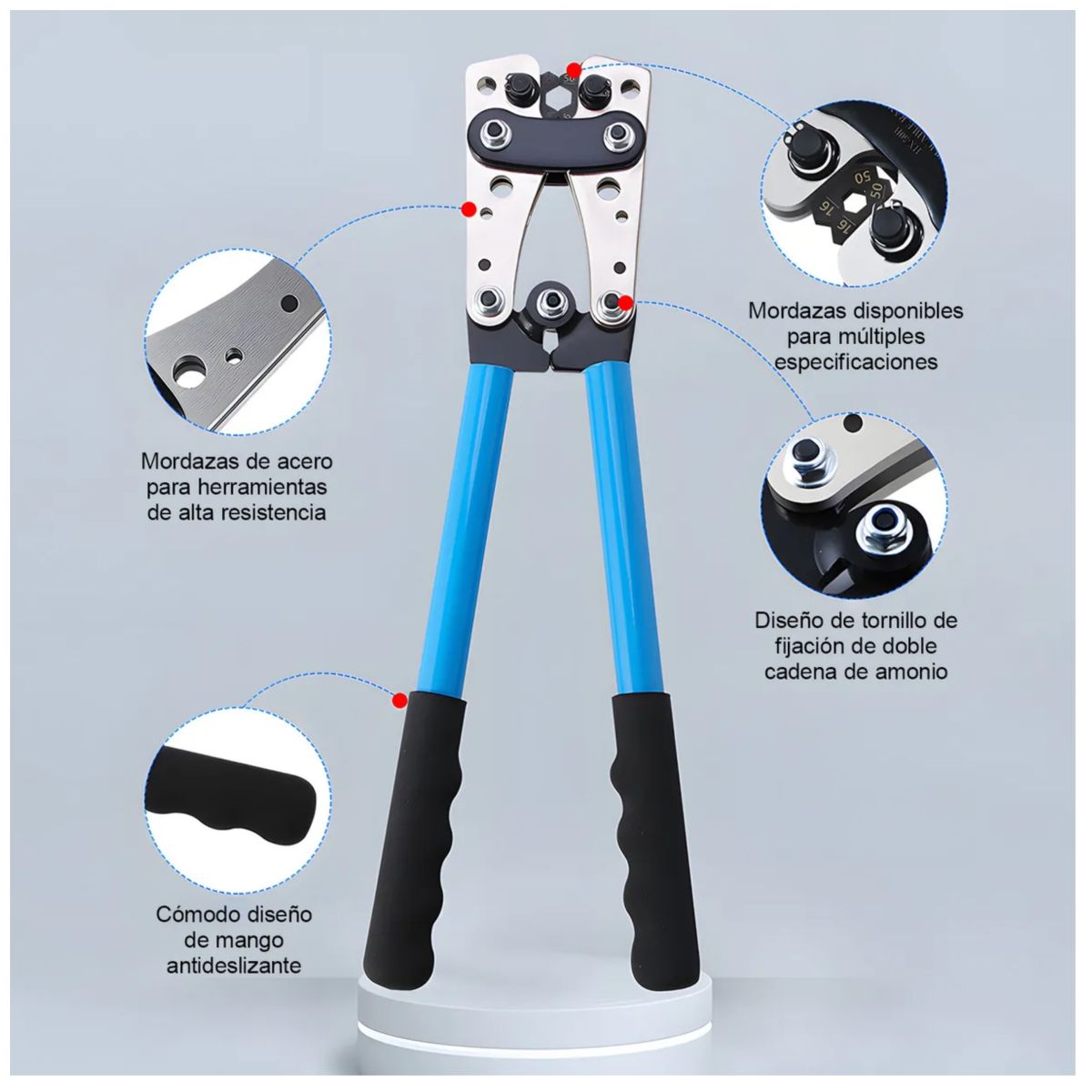 Pinza Ponchadora Hexagonal Crimpadora Manual +60 Terminales Azul