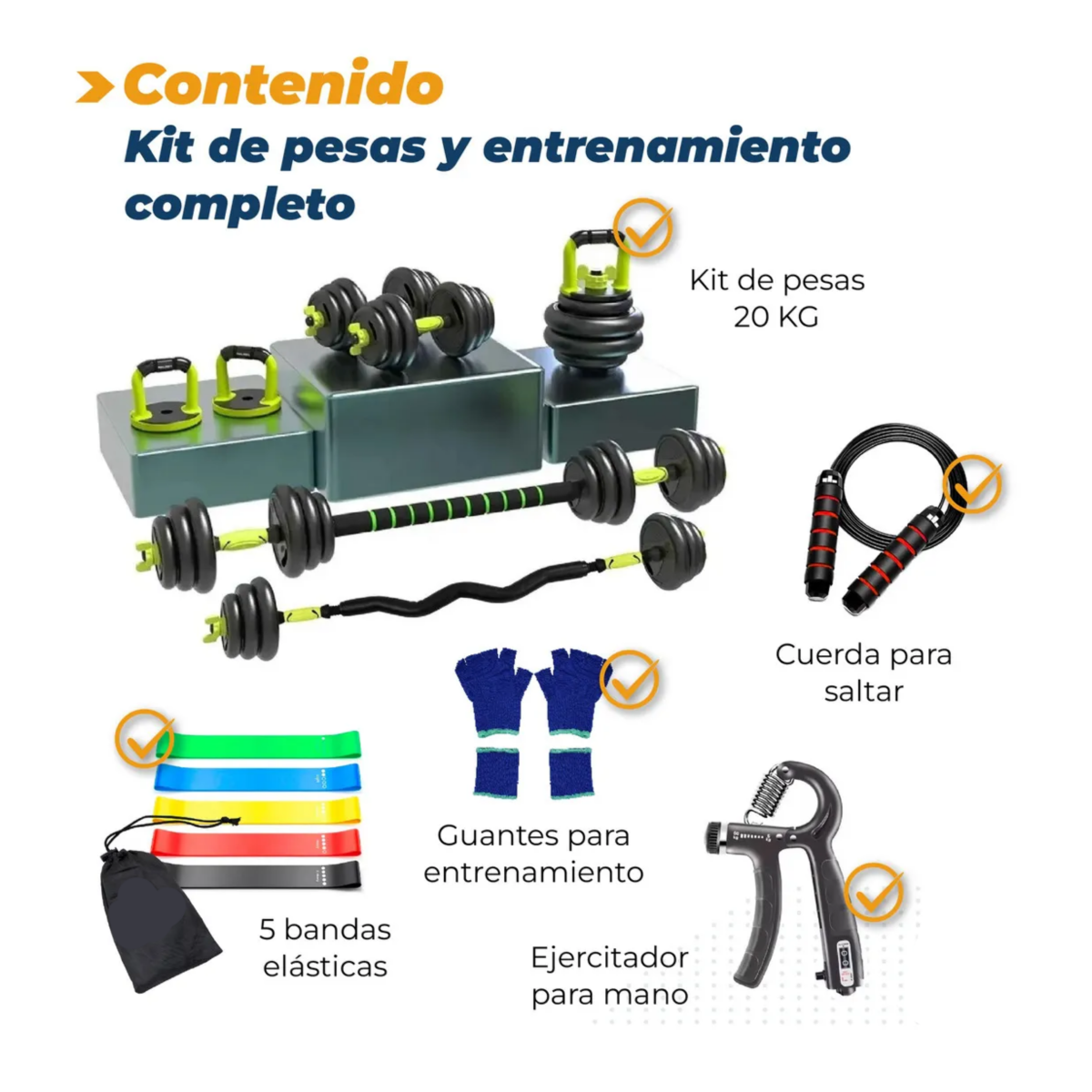 Kit Set De Mancuernas Ajustables Pesas Alta Calidad 20kg Gym Multicolor