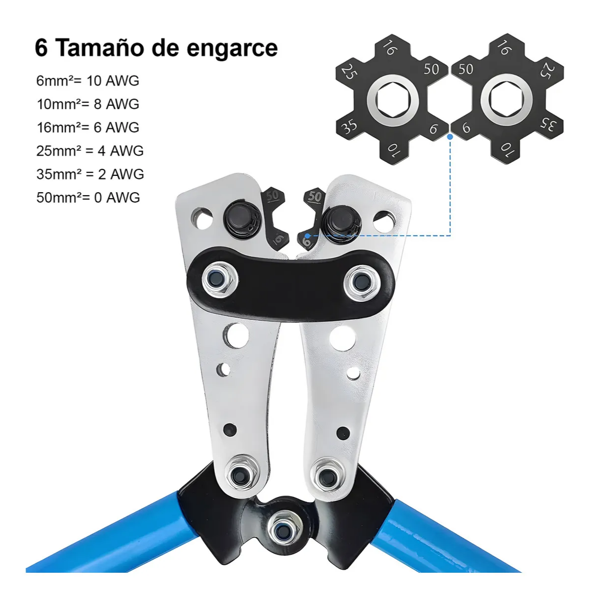 Pinza Ponchadora Hexagonal Crimpadora Manual +60 Terminales Azul