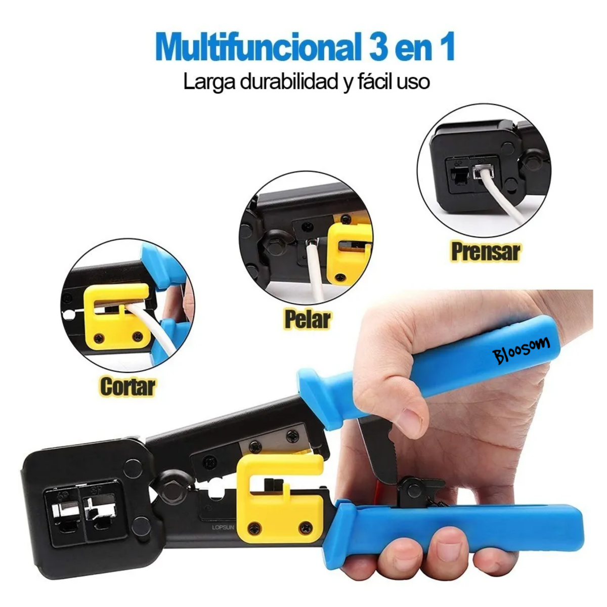 Pinza Pelacables Automática De Red Rj45 Rj12 Cat5 Cat6 8p8c Azul