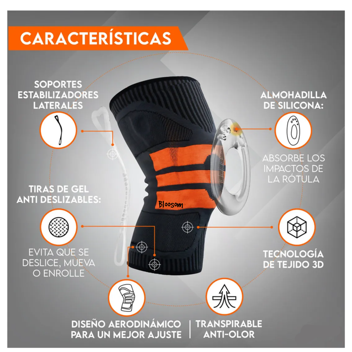 Rodillera Deportiva De Compresión Gel Ortopédica Negro Chica
