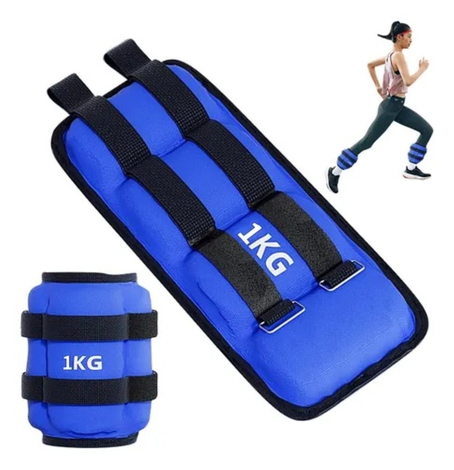 2pc Pesas Fitness Par De Polainas 1kg Cada Una Para Tobillos Azul