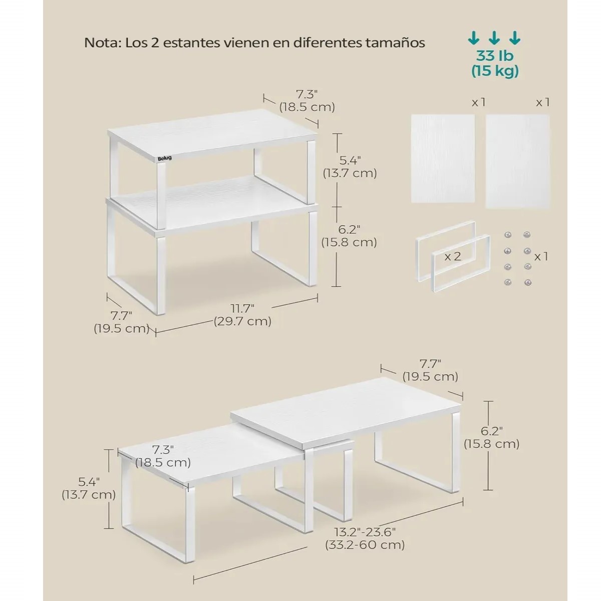 Juego De 2 Organizadores De Cocina De Madera Apilables ...