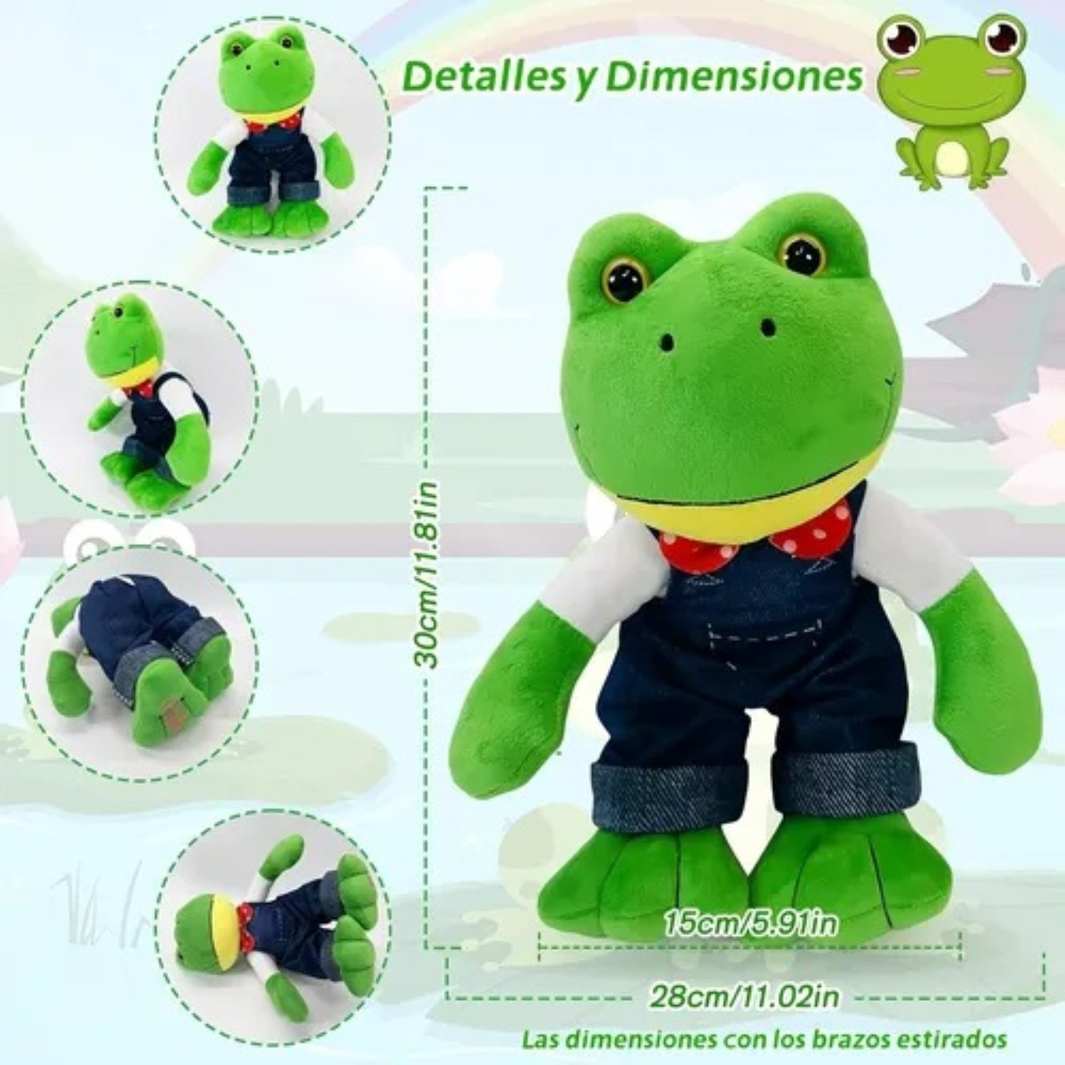 Peluche Rana Rene 30cm Verde