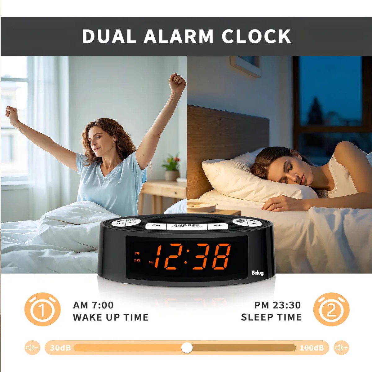 Radio Reloj Despertador Fm/am Rojo Digital Led Pantalla Grande Bocina ...