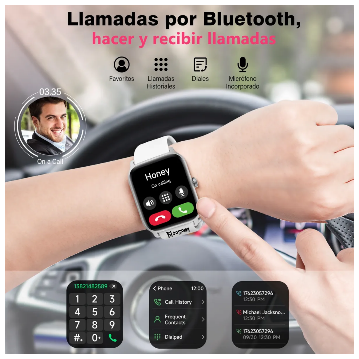 Smartwatch 1.8'' Reloj Inteligente Bluetooth Llamada Alexa Blanco