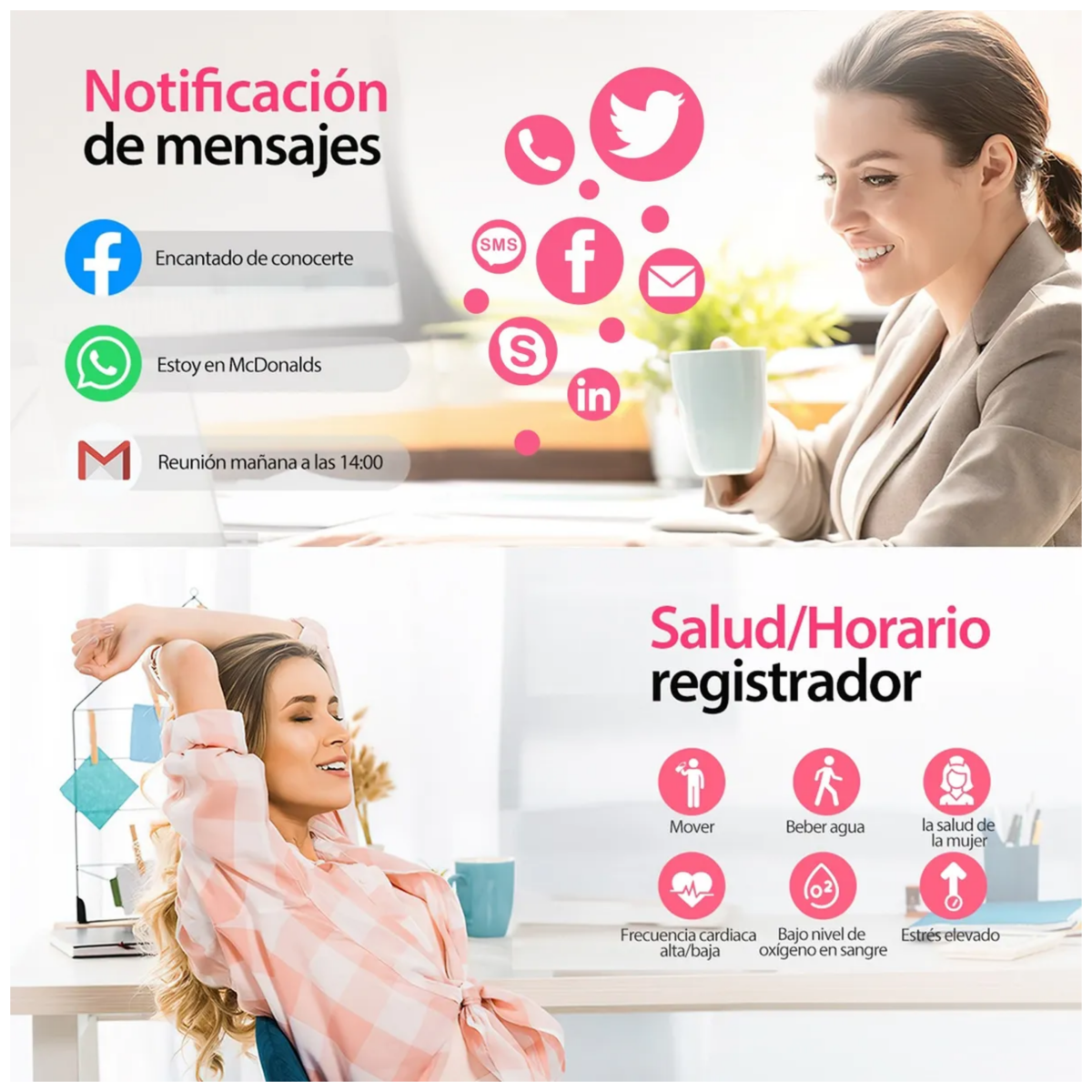 Smartwatch 1.8'' Reloj Inteligente Bluetooth Llamada Alexa Blanco