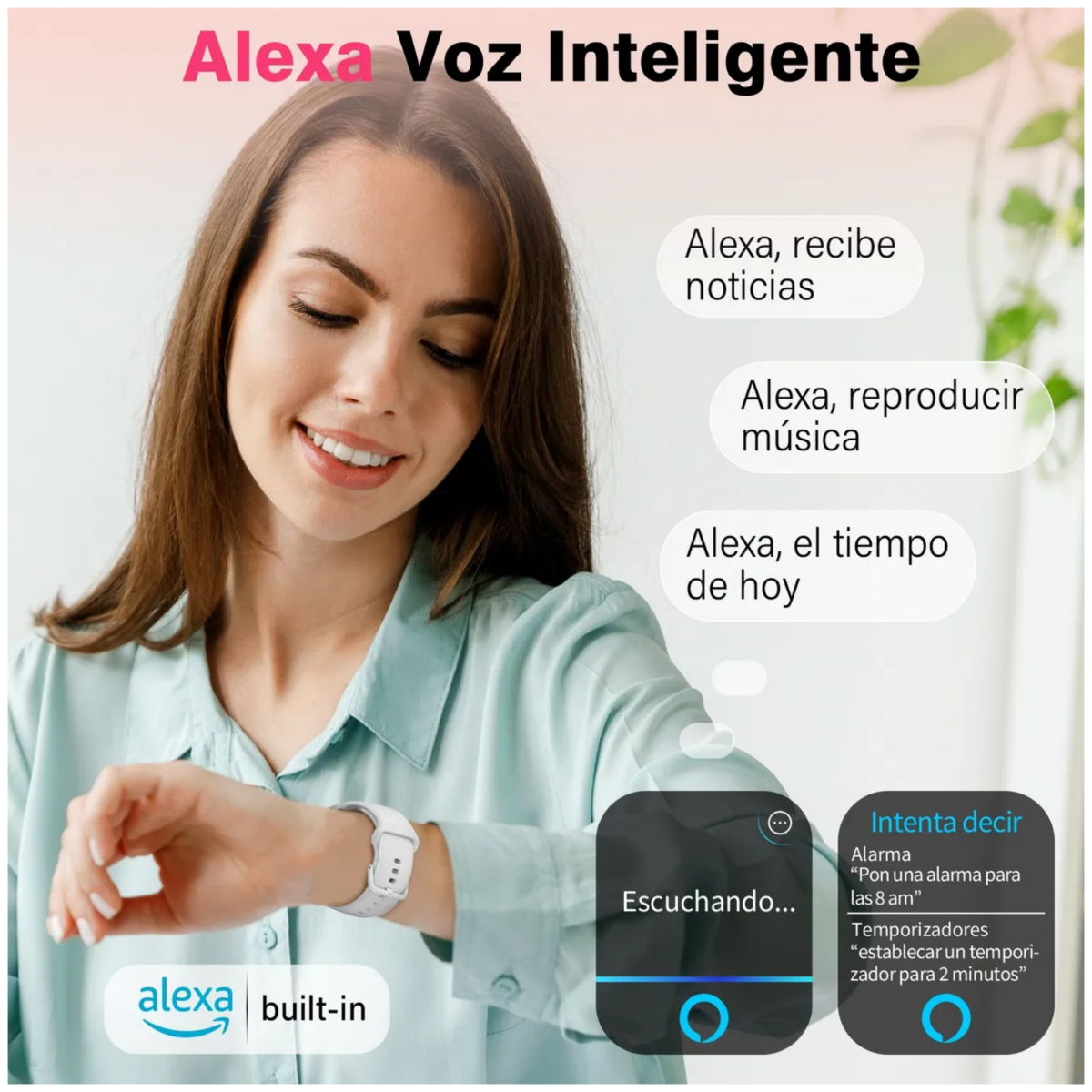 Smartwatch 1.8'' Reloj Inteligente Bluetooth Llamada Alexa Blanco