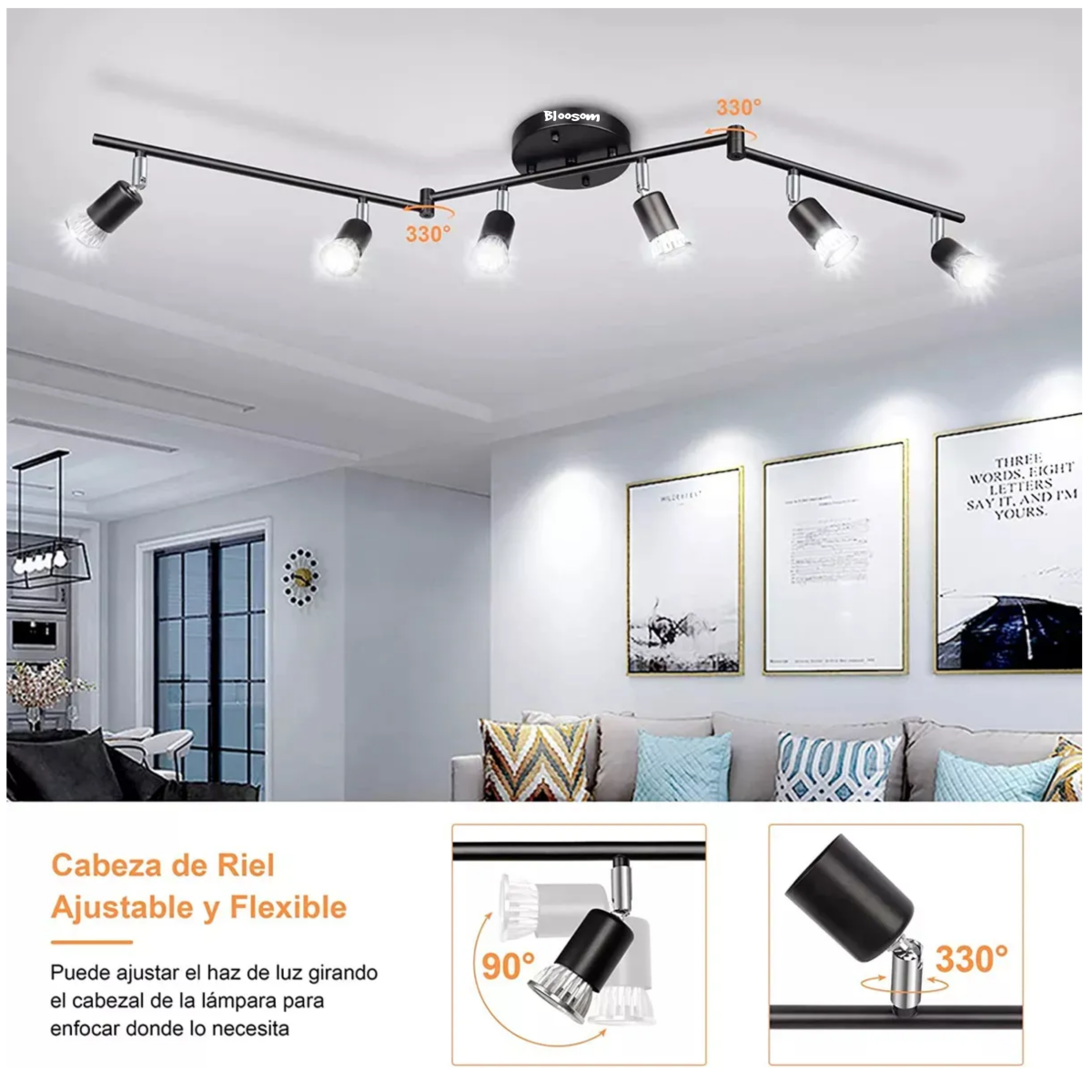 Iluminación De Riel Led De 6 Luces, Negro