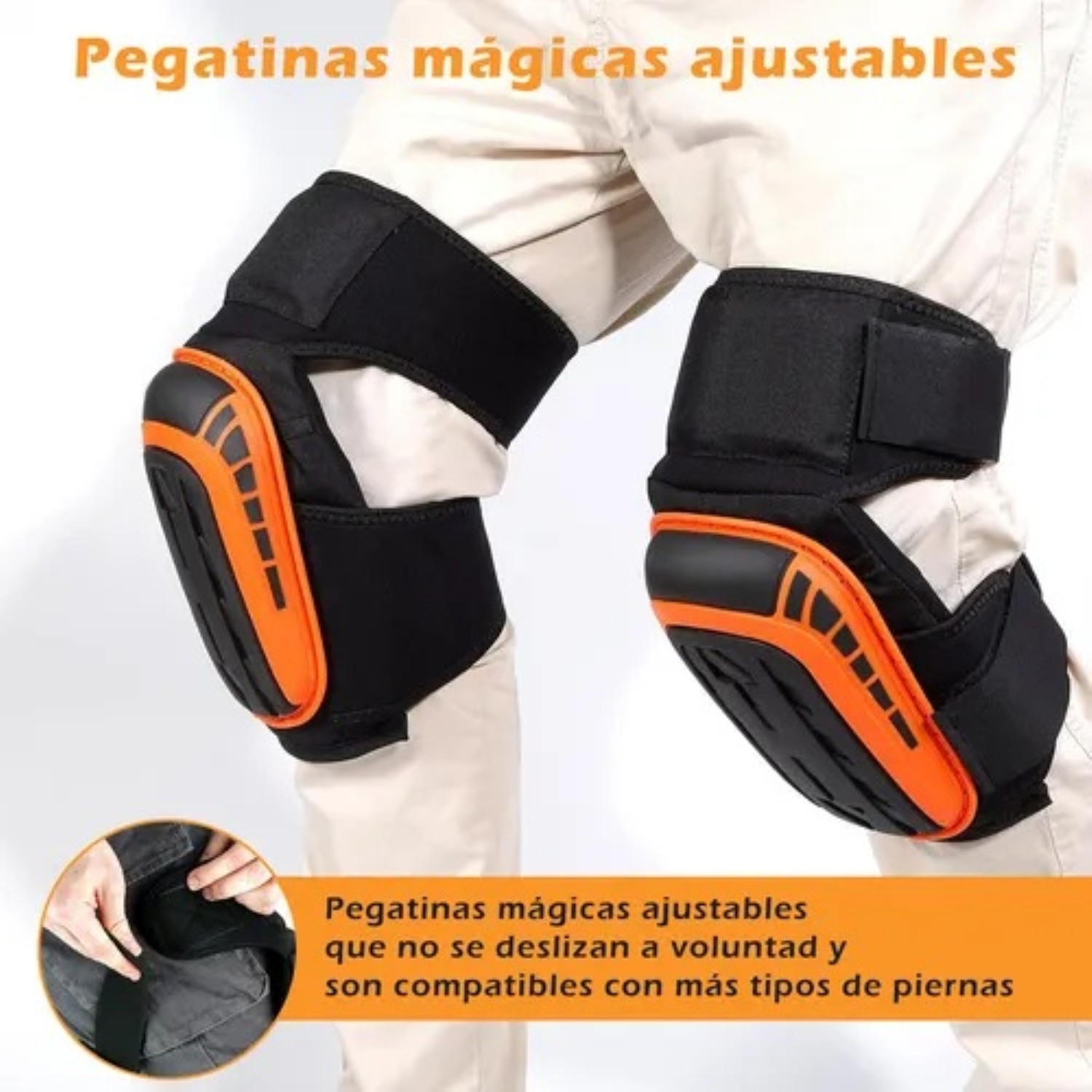 Rodilleras Protección Trabajo Negro Naranja