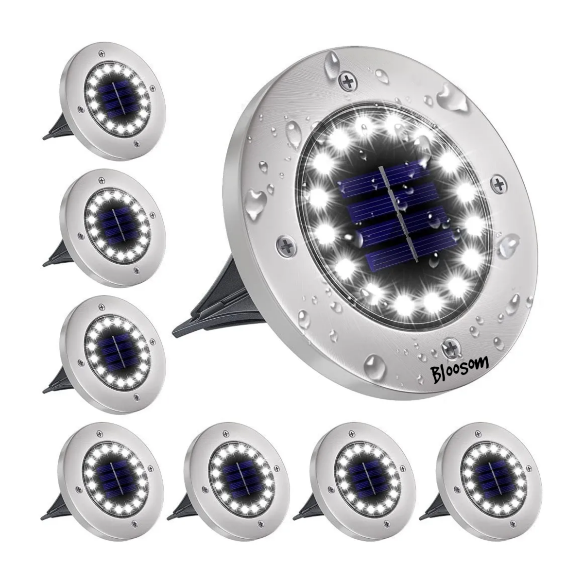 Kit Luminaria Solar Led Recargable Para Jardín 16 Pzas, Gris