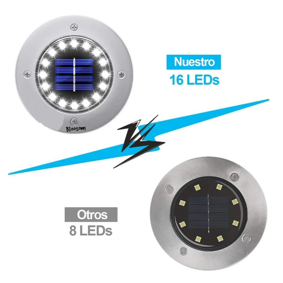 Kit Luminaria Solar Led Recargable Para Jardín 16 Pzas, Gris