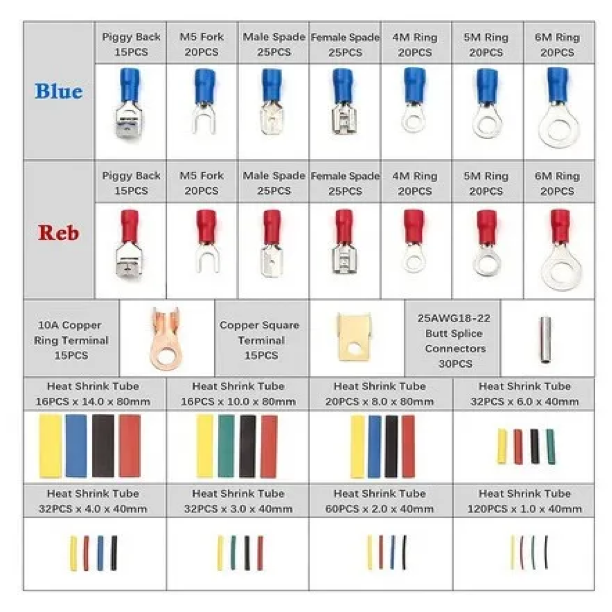 Set 678 Terminales Aisladas Conectores Para Cable Eléctrico, Multicolor