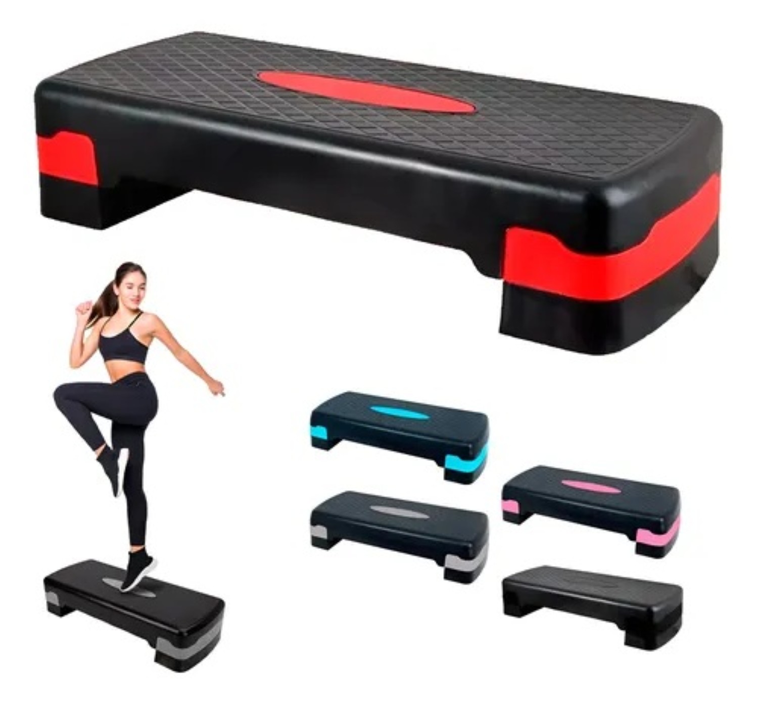 Banco Ejercicio Fitness Crossfit Ajustable Gym negro detalles rojo