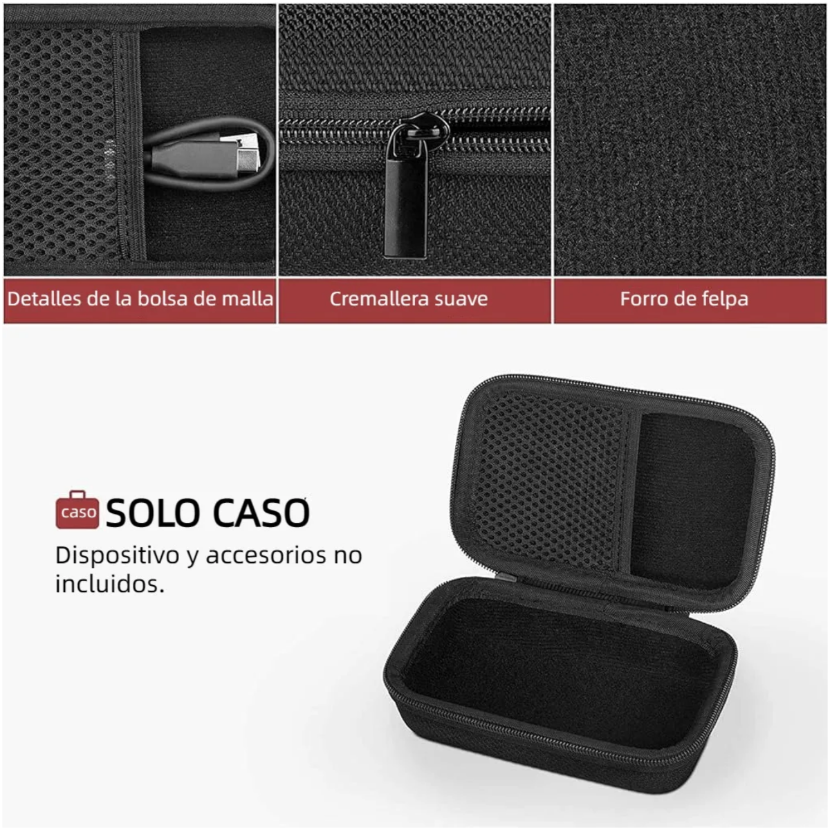 Funda Protectora Para Bocinas Jbl Go 3 Con Accesorios,negro