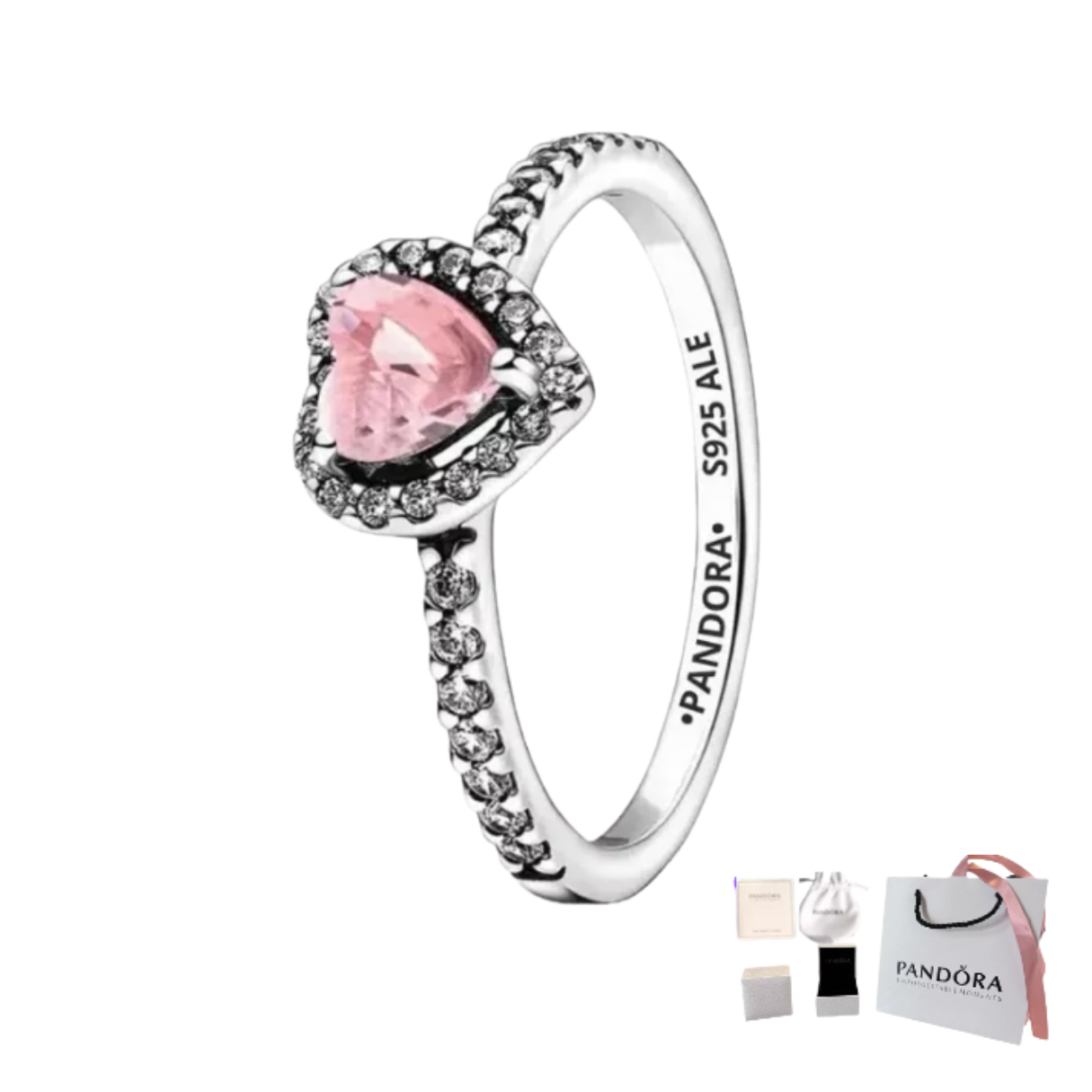 Anillo de Compromiso Pandora Corazón Rosa Brillante