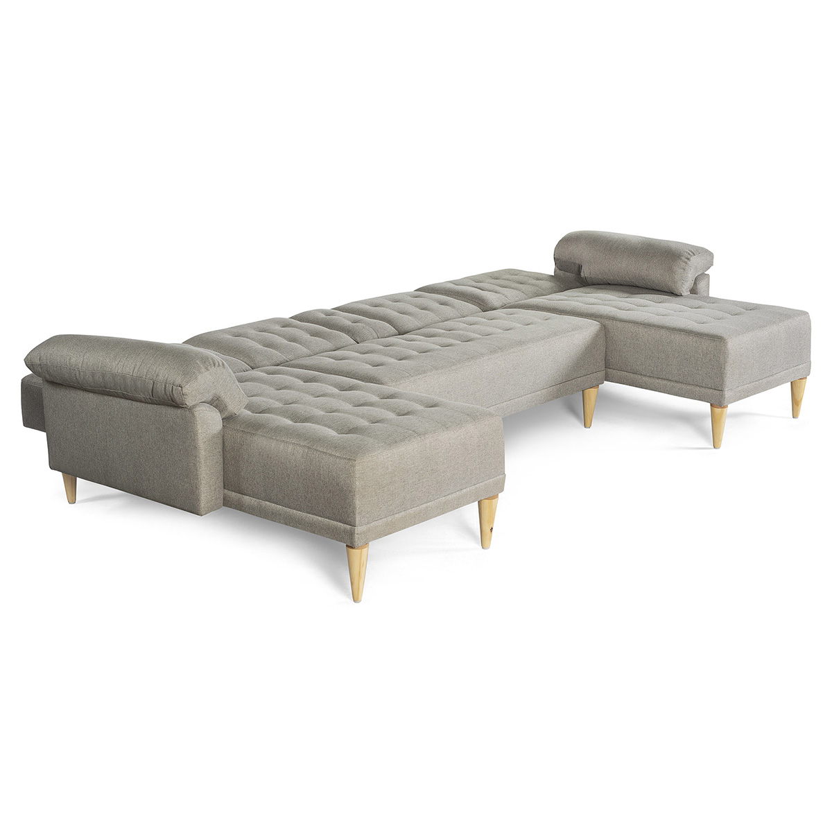 Sala Modular Doble Chaise Makora Barker con Memory Foam, Color Gris ...