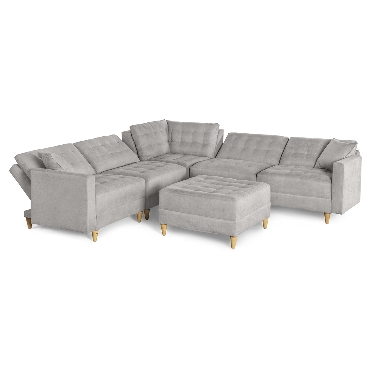 Sala de 6 modúlos Makora Godric con Memory Foam, Color Gris Claro ...