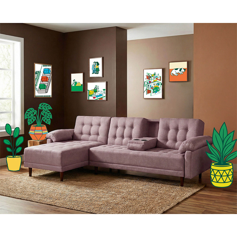 Sala Modular Makora Mosley con Memory Foam, Color Palo de Rosa Respaldo ...