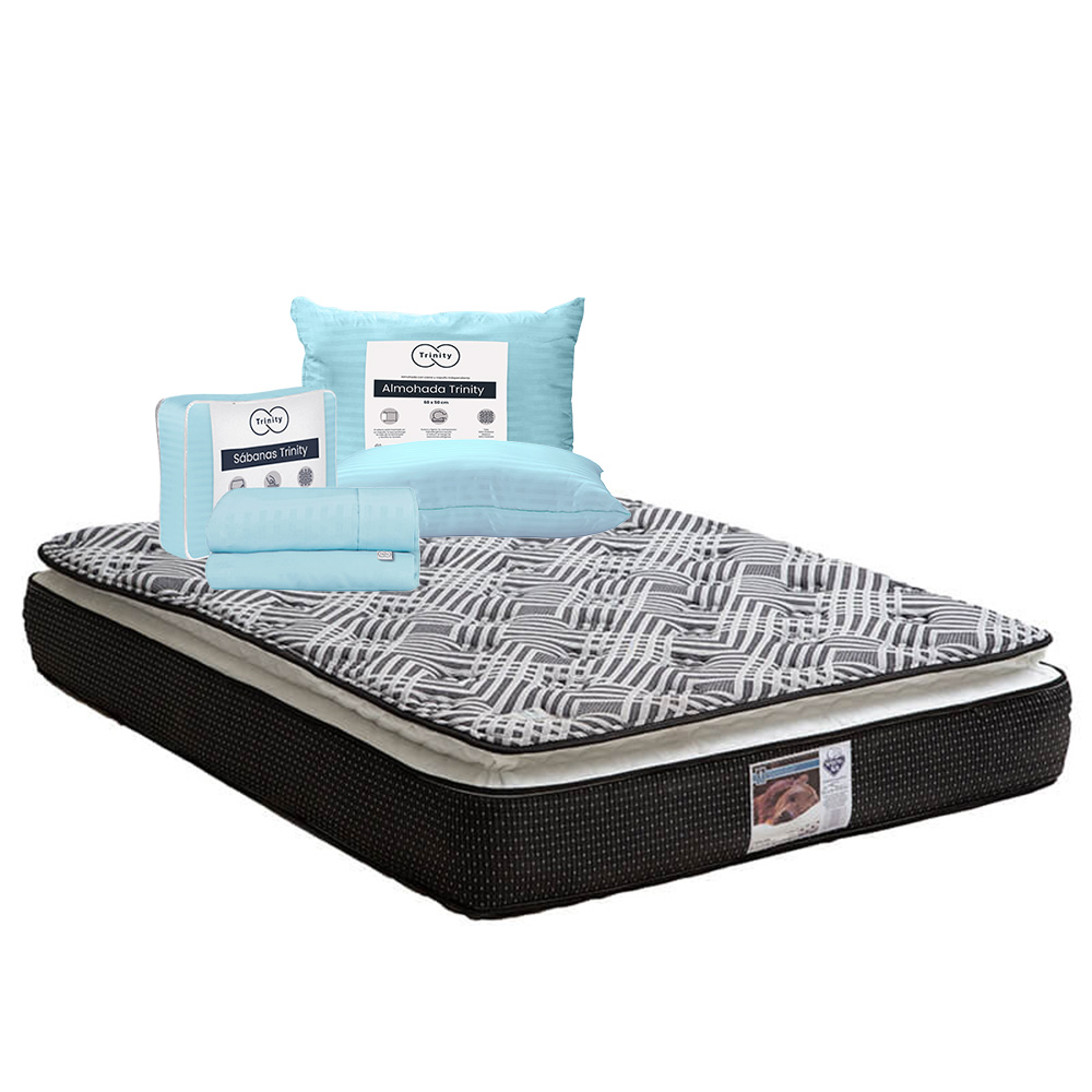 Colchón Spring Air Omega Queen Size + Almohada Trinity + Sábanas ...