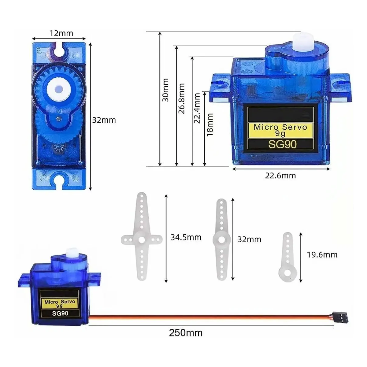 5 Piezas ServomotorMalubero Micro Sg90 1.6kg Servo Motor Arduino Pic
