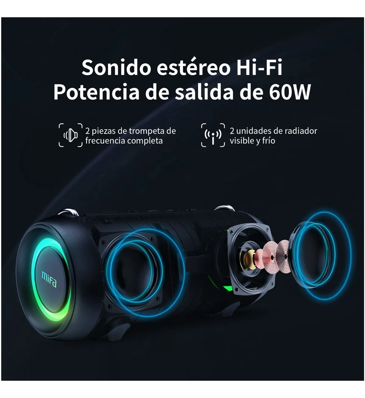 Bocina Mifa A90 Portátil Malubero Recargable Estéreo Con Bluetooth