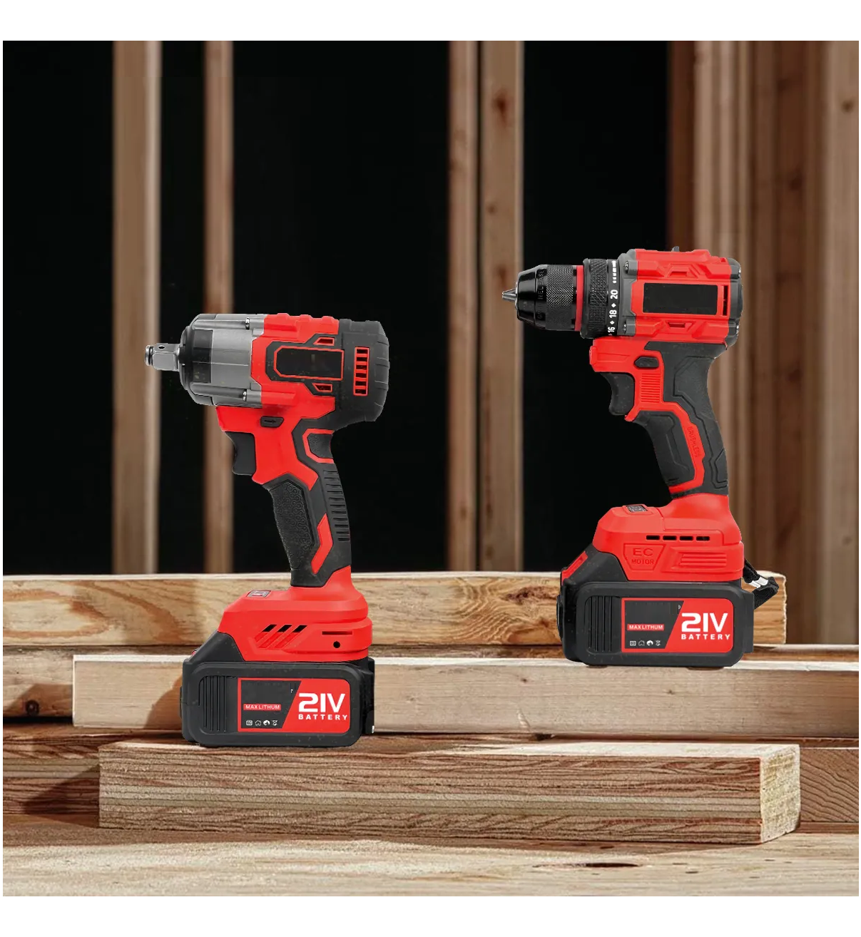 Juego Taladros Combinados Y Atornilladores De Impacto De Mano Rojo Malubero