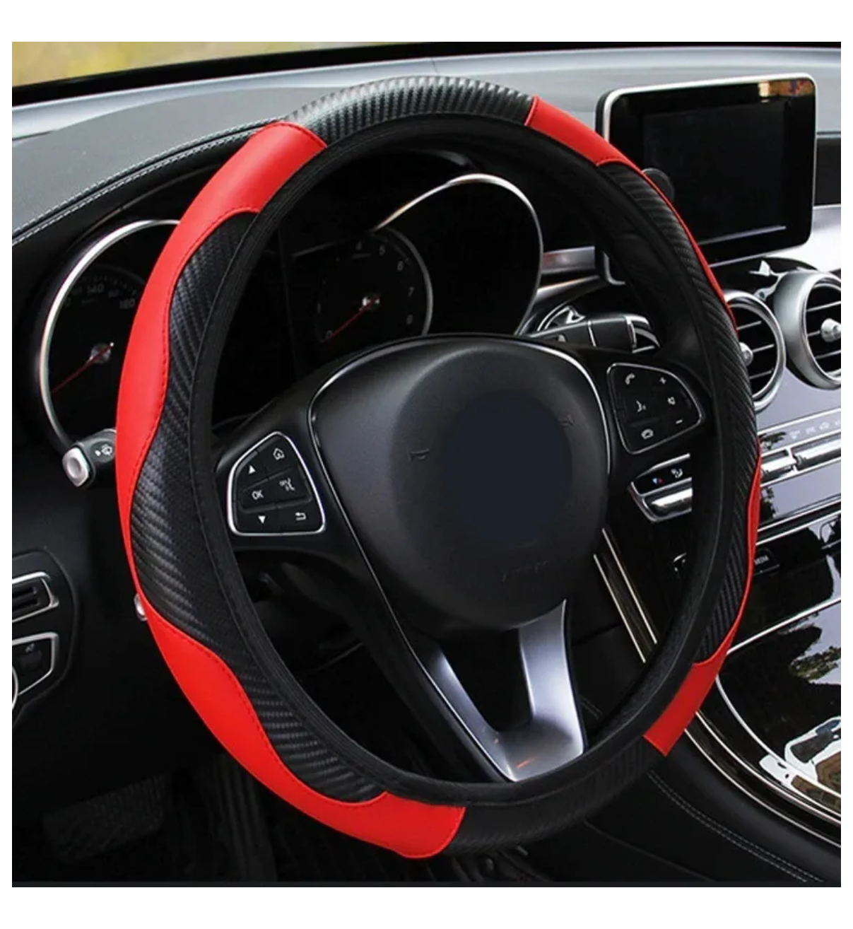 Funda Cubre Volante Deportivo Protector Antiderrapante Auto Rojo y ...