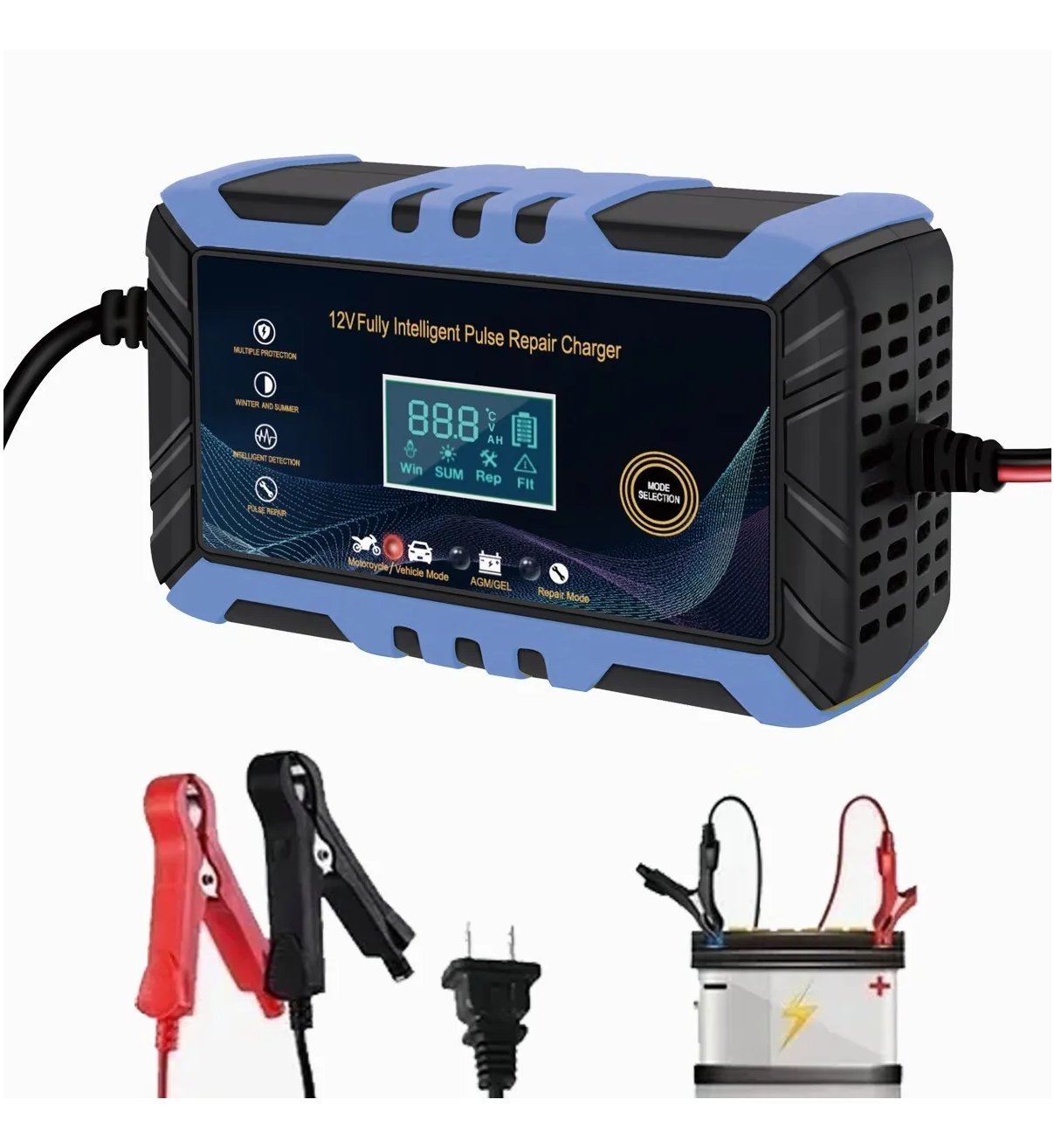 Cargador Inteligente De 12v 6a Para Batería De Auto Moto Malubero Color ...