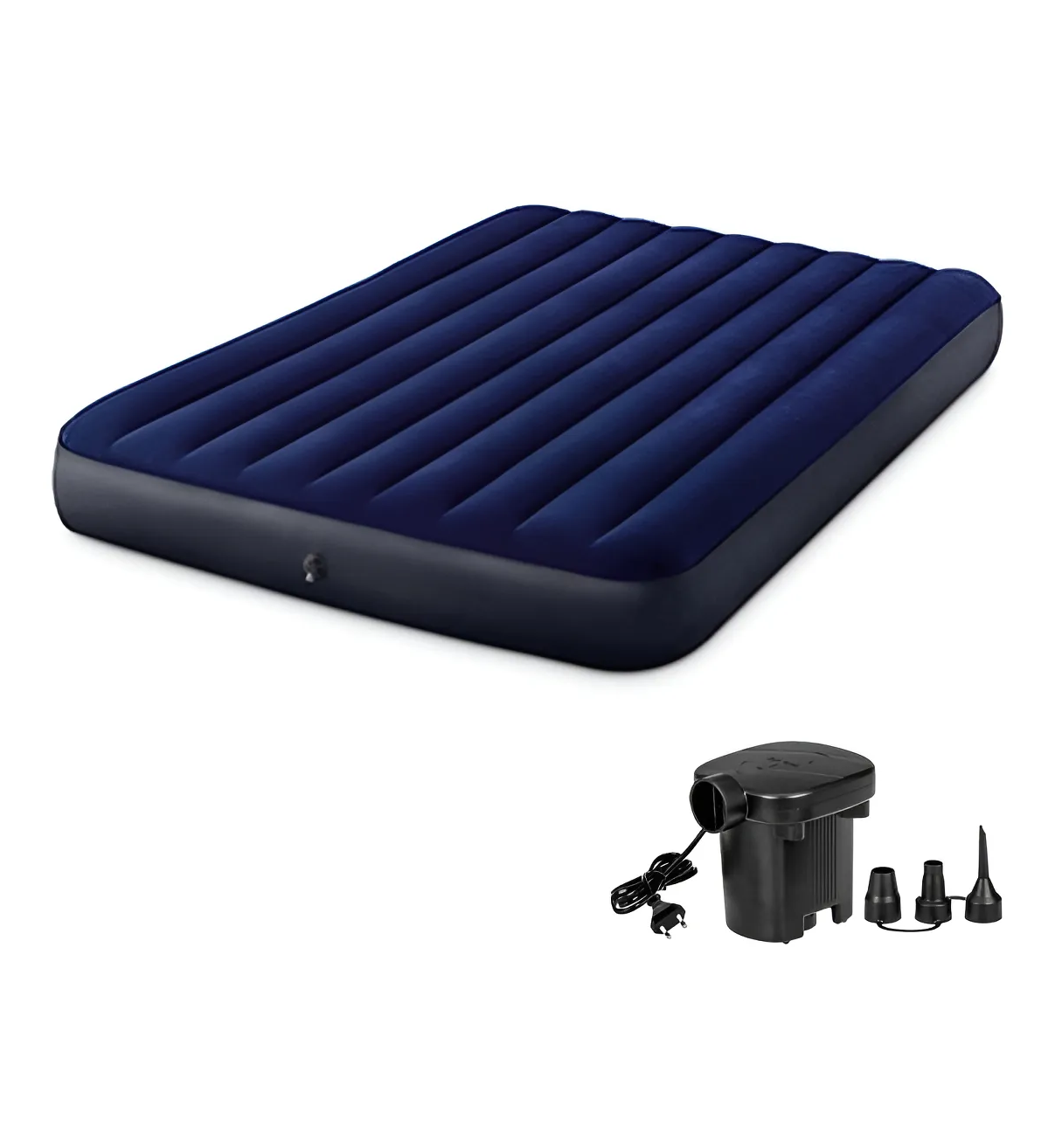 Colchón Inflable Alto 203x152x25cm Queen Con Bomba Eléctrica Malubero Azul
