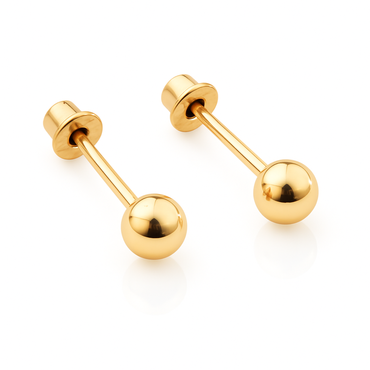 Aretes Dormilonas Authshine Oro amarillo 10 kilates 3mm mujer, niña.