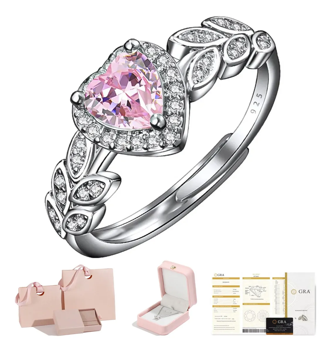 Anillo de compromiso con diamante central y banda entrelazada