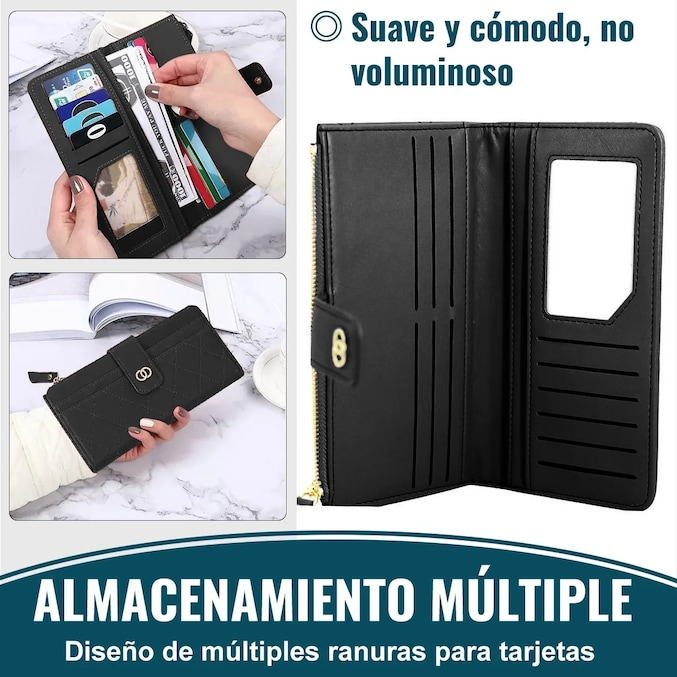 ÚLTIMA PIEZA Cartera Larga De Cuero Para Mujer,cartera Multibolsillo