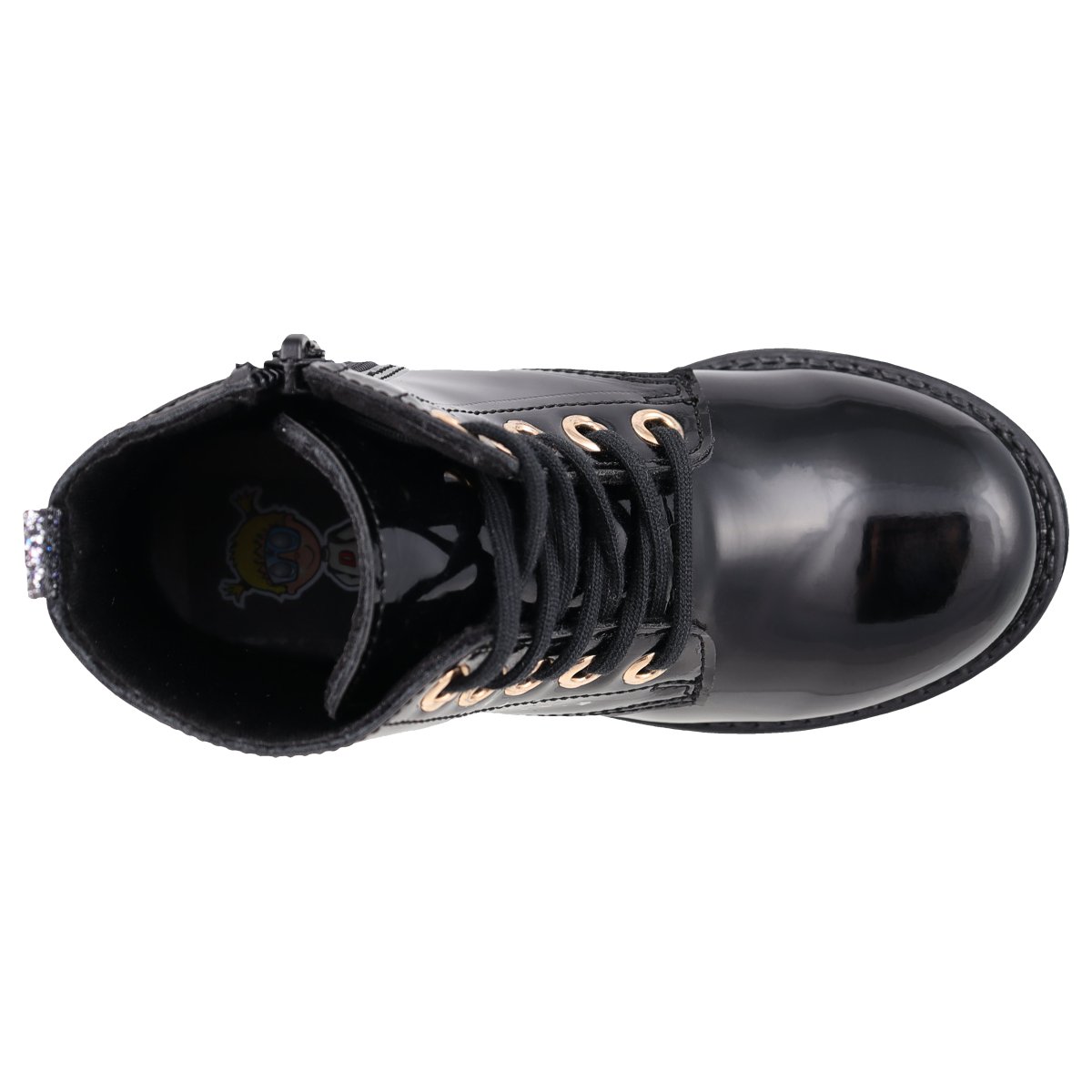 Bota de Moda para niña Dominiq modelo 1432 Charol Negro con Estampado