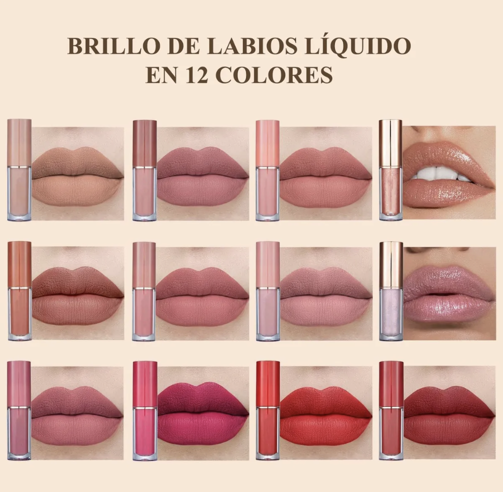 Set De 12 Labiales Mate De Larga Duración Pintalabio Regalo