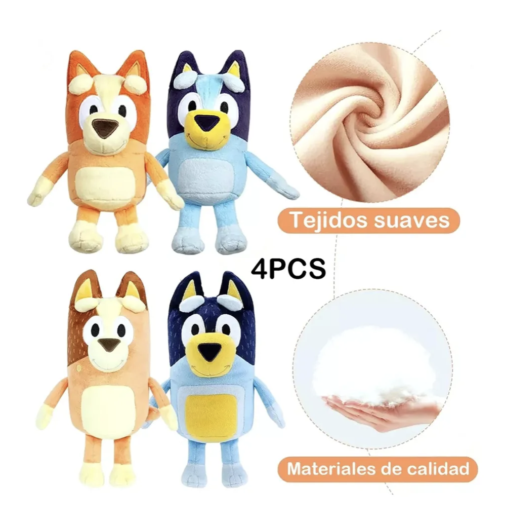 4 Bluey Familia Bluey Bingo Hermano Hermana Muñeco Peluche