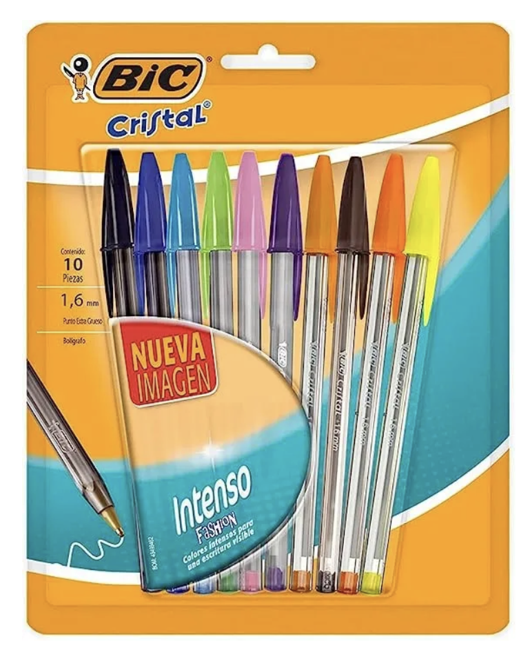 Pluma Bolígrafo BIC Cristal Intenso Fashion 1.6mm x10