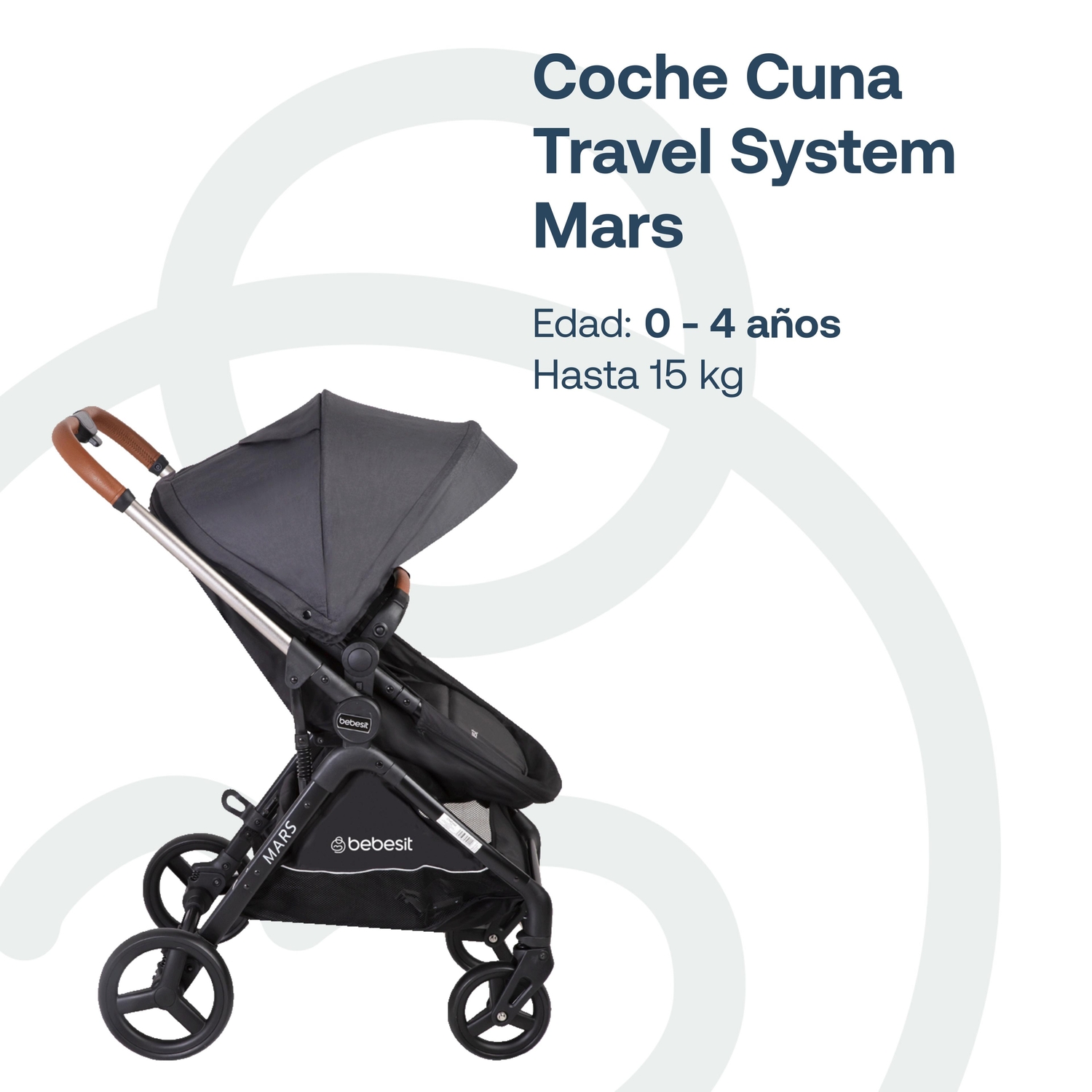 Carriola Travel System Mars LX 3 en 1 Bebesit Gris