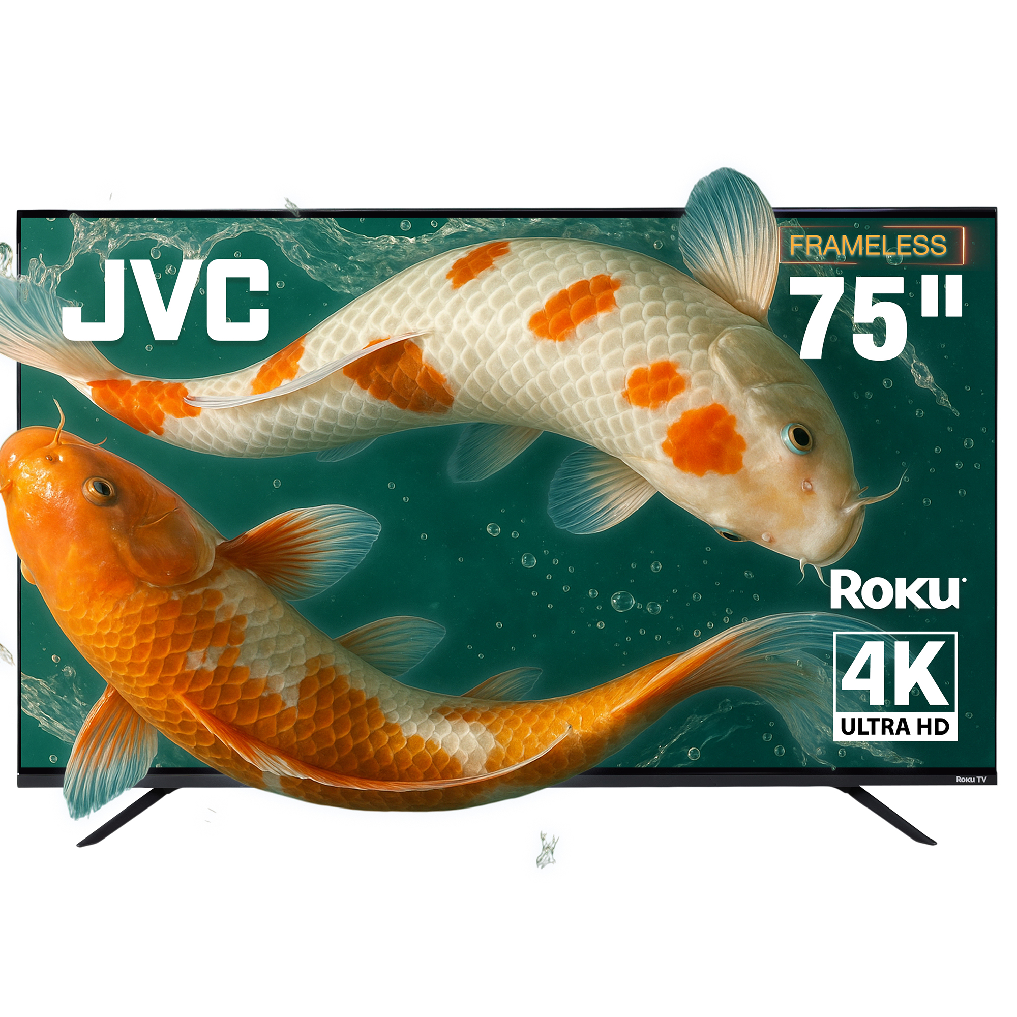 Pantalla 75 pulgadas 4K Ultra HD Frameless Roku TV JVC
