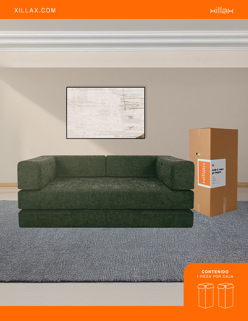 SOFA CAMA MODULAR COMPACTA MODERNA XILLY BED TELA RELAX COLOR OLIVE