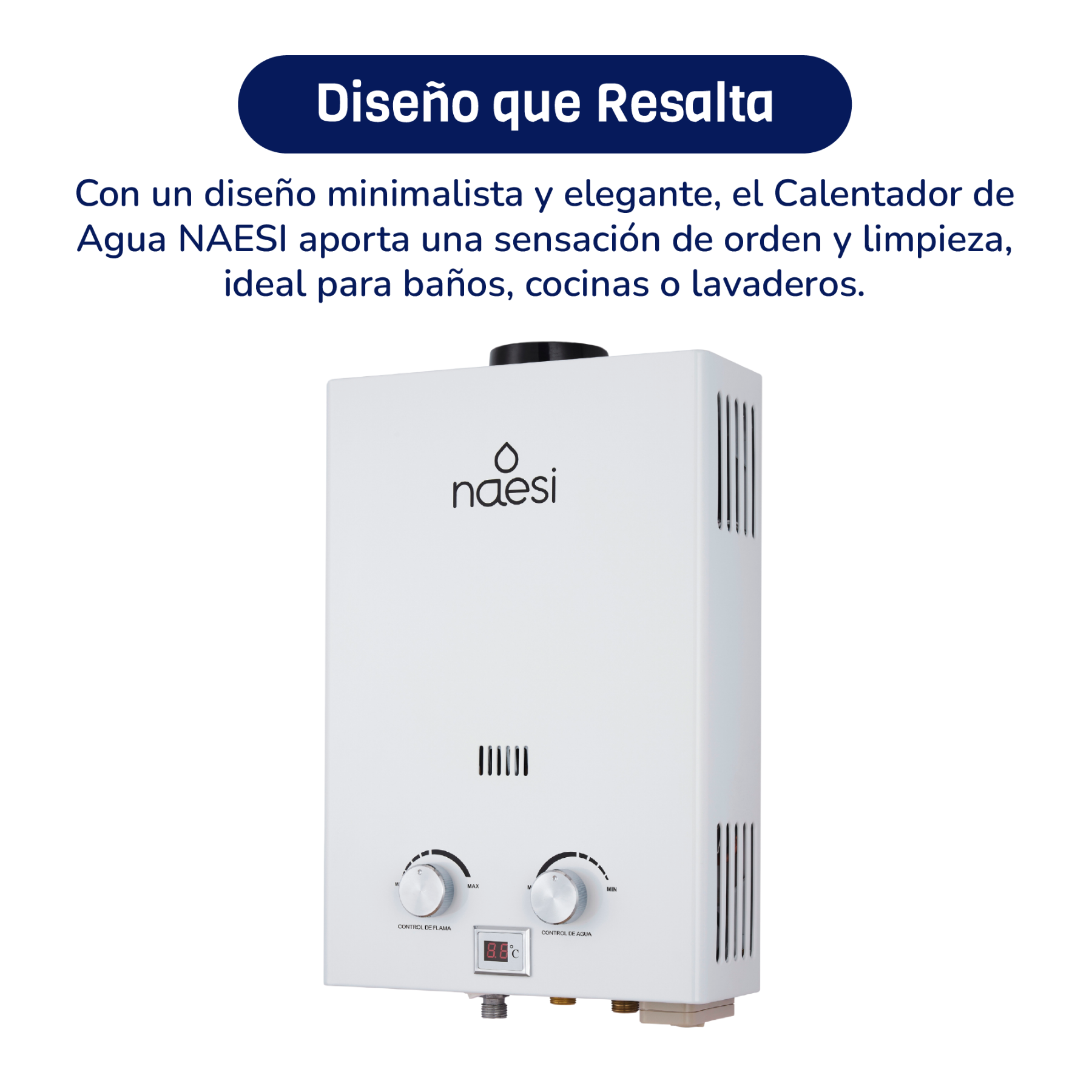 Calentador de Agua de Paso Naesi 6 L/m GAS LP Naesi