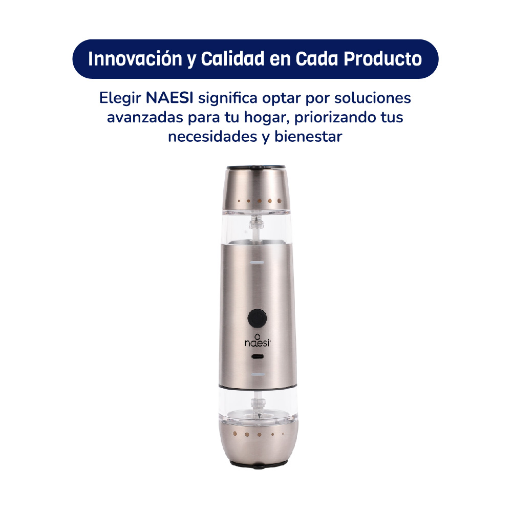 Molino eléctrico recargable para Sal, Pimienta y Especias Naesi