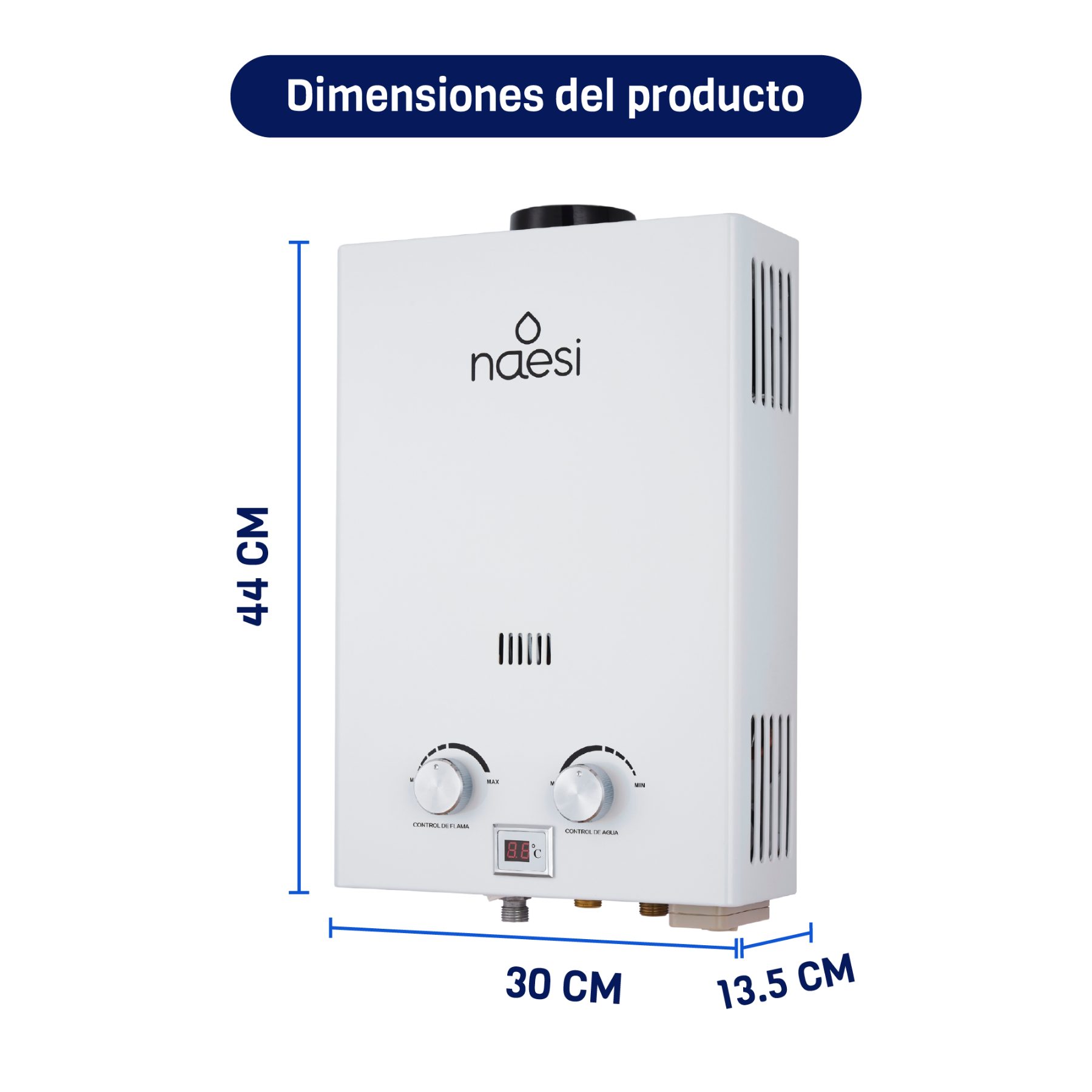 Calentador de Agua de Paso Naesi 12 L/m GAS LP Naesi