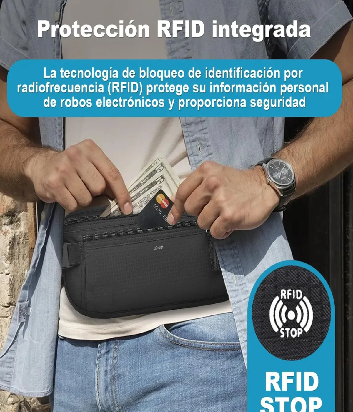 "Cangurera Deportiva Seguridad Negra
