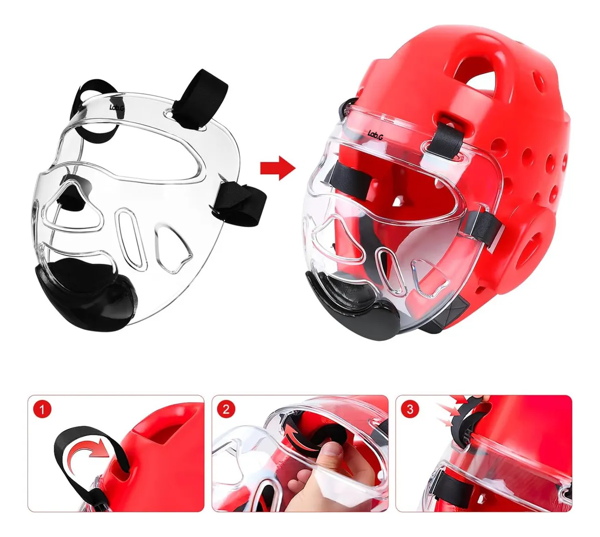 3 Pzs Careta Box Protector Careta De Taekwondo Niños transparentes