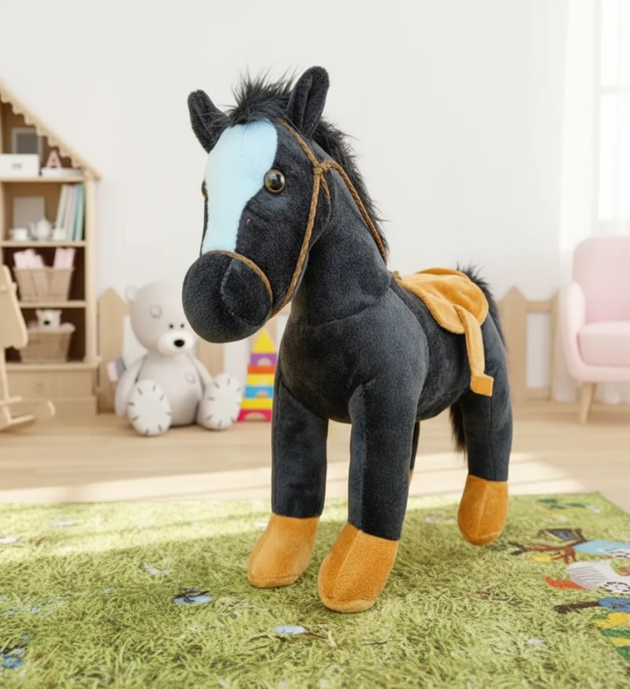 "Peluche Caballo 45cm Muñeco Tierno Caballito Cafe Negro