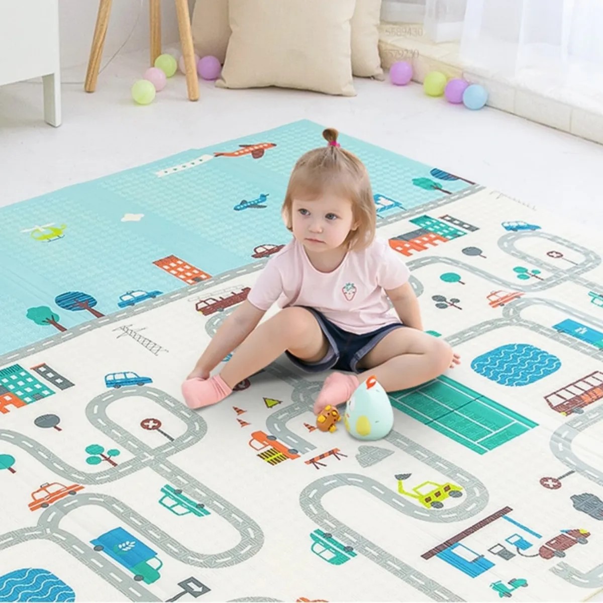 Tapete De Juego Plegable Multiusos 150 X 200 Cm Carretera Carretera